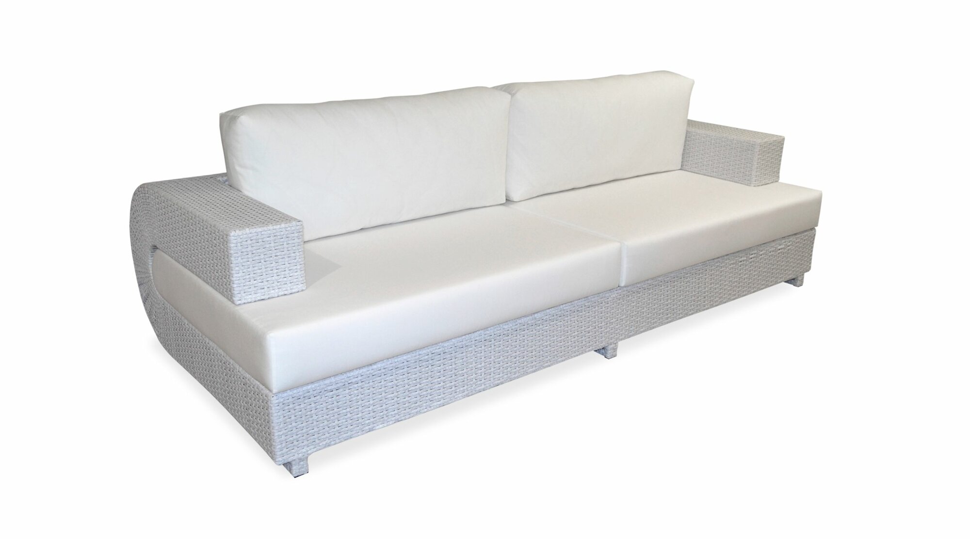 Диван из искусственного ротанга Татуин, светло-серый "мрамор"