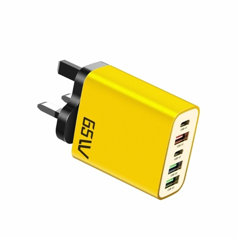 Блок быстрой зарядки 5V3A компактный настенный зарядник для путешествий, Желтый - UK