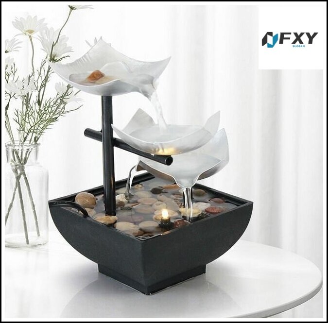 Фонтан для стола, настольный, металлический, с подсветкой, 18 см