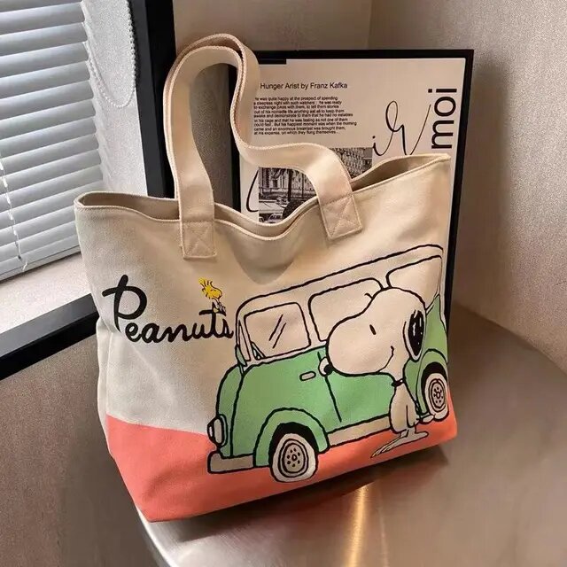 Сумка Miniso Disney Snoopy Cartoon Kawaii из холста, женская, модная, универсальная, большая вместимость, повседневная, милая, сумка через плечо, подарок
