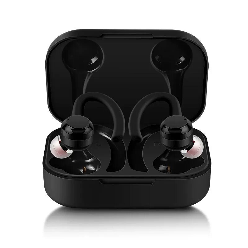 Беспроводные наушники Bluetooth с шумоподавлением, водонепроницаемые для спорта, 24-часовая автономность - Черный новая