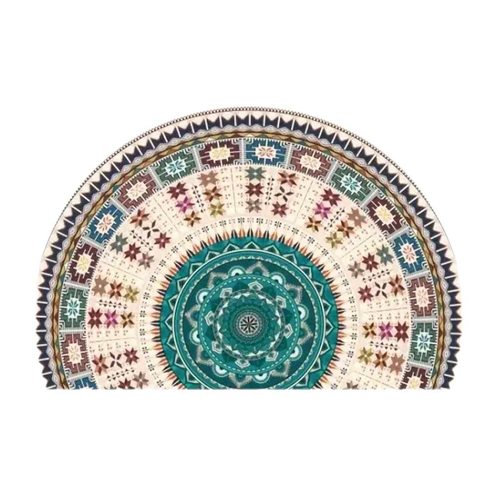 Полукруглый придверный коврик в этническом стиле, размером 23,64 x 15,76 дюймов, в винтажном европейском стиле, нескользящий мягкий коврик для входной двери, для гаража, патио и дома.