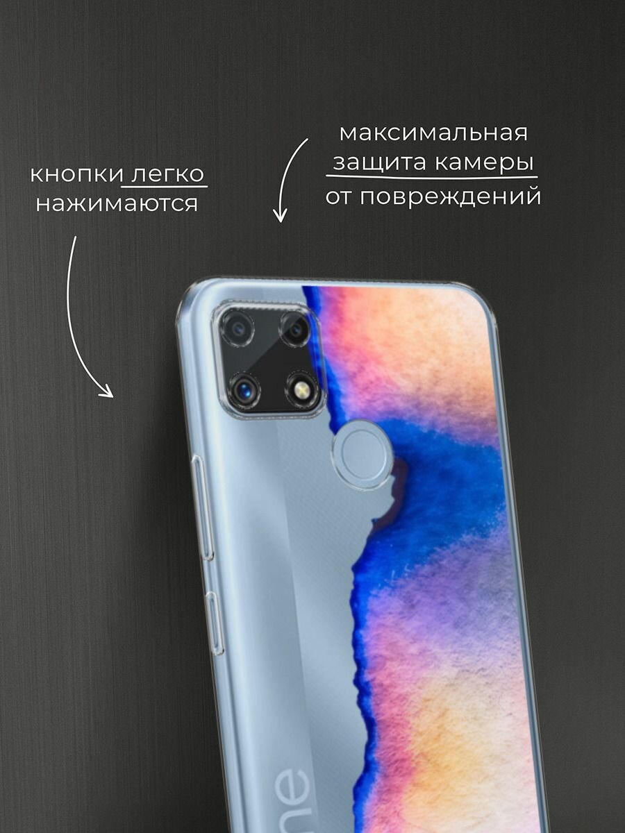Чехол на Realme C25/C25s / Реалми С25/C25s с принтом Синяя акварель, прозрачный — фото 1