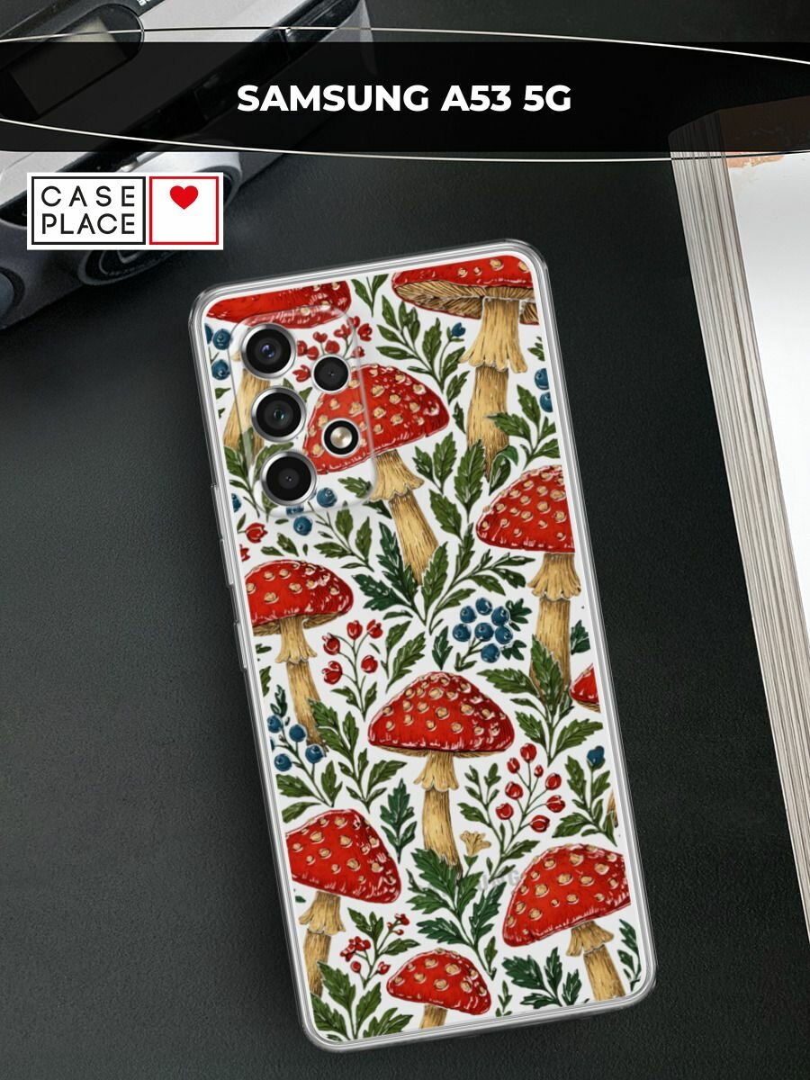 Чехол на Samsung Galaxy A53 / Самсунг Галакси А53 с принтом Мухоморы