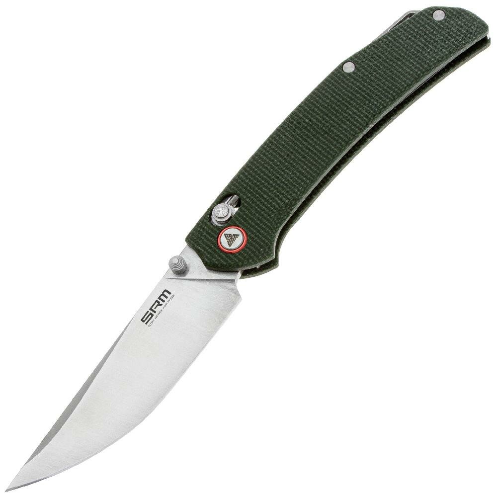 Нож складной SRM 411L-MG Asika satin сталь 14C28N, рукоять Green micarta