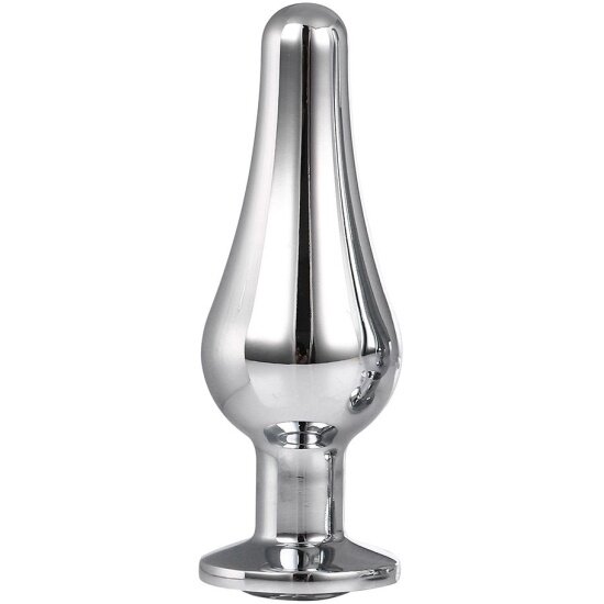 Анальная пробка Dream Toys Серебристая с кристаллом Silver Pleasure Plug S - 9 см.