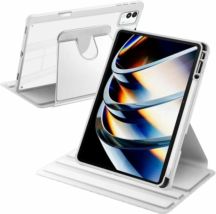 Защитный чехол для Tecno MegaPad 11 (T1101), Вращающаяся Акриловый корпус, фиолетовый /с отделениями для стилуса/серый