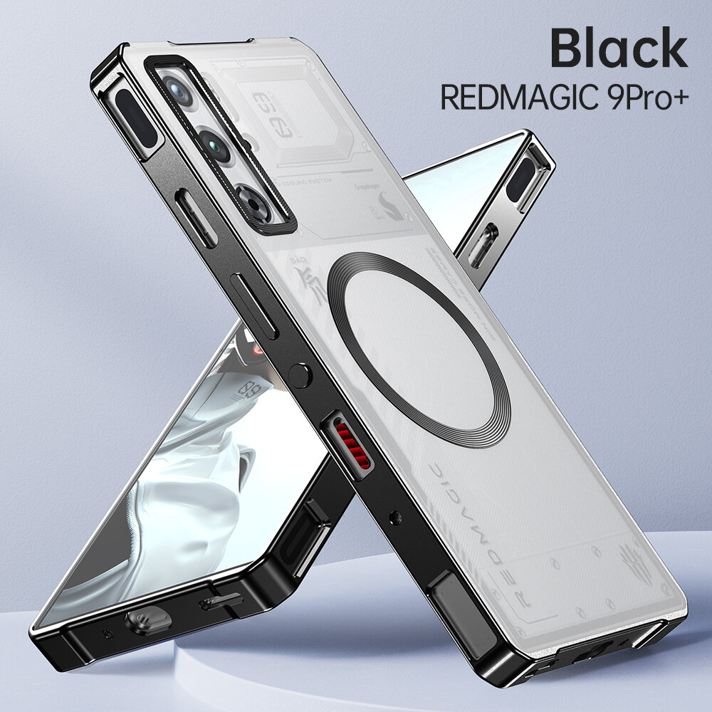 Чехол Для ZTE Nubia Red Magic 9 Pro / RedMagic 9 Pro+, soft touch, чехол-кардиомонитор, металл, поликарбонат (PC), защита камеры, ударопрочный, усиленные углы, Nubia, black,