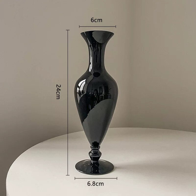 MOMO HOME Xiaohongshu средневековое черное стеклянное цветочное сосуд черная ваза гостиная кабинет чайная комната Стиль