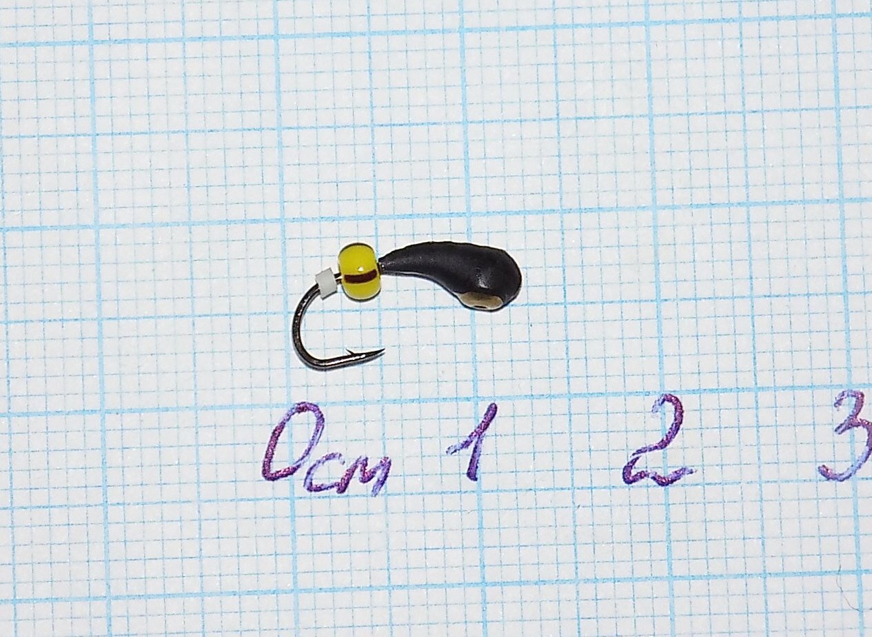 Мормышки вольфрамовые Уралка с коронкой + бисер желтый, d 3,0 мм, вес 0,6 гр (3шт)