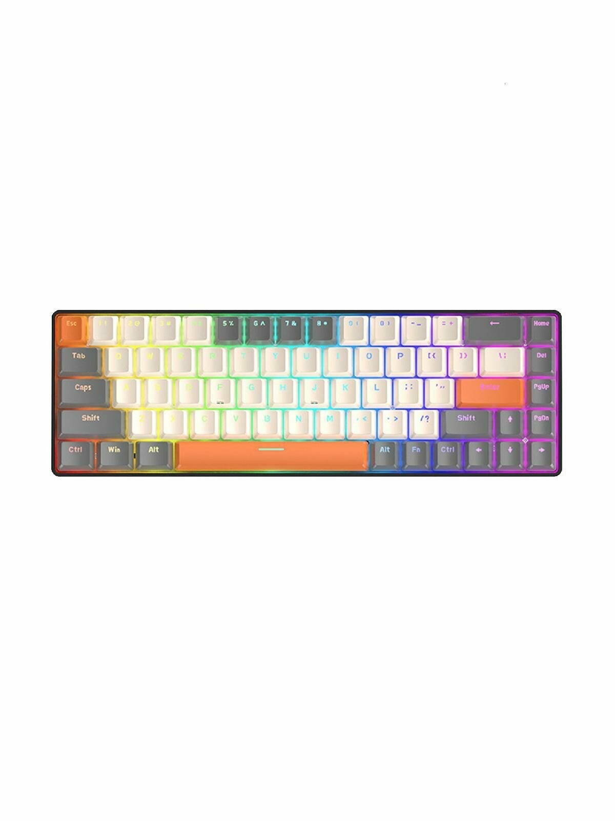 1 x Проводная механическая клавиатура T8RGB с разъемом Type-C, 68 клавиш — синий переключатель — низкопрофильная версия