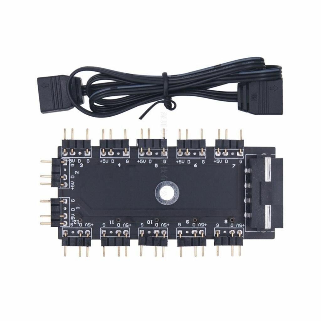 ARGB LED-хаб 11 в 1 для 5 В 3-контактных вентиляторов, IDE-штекер