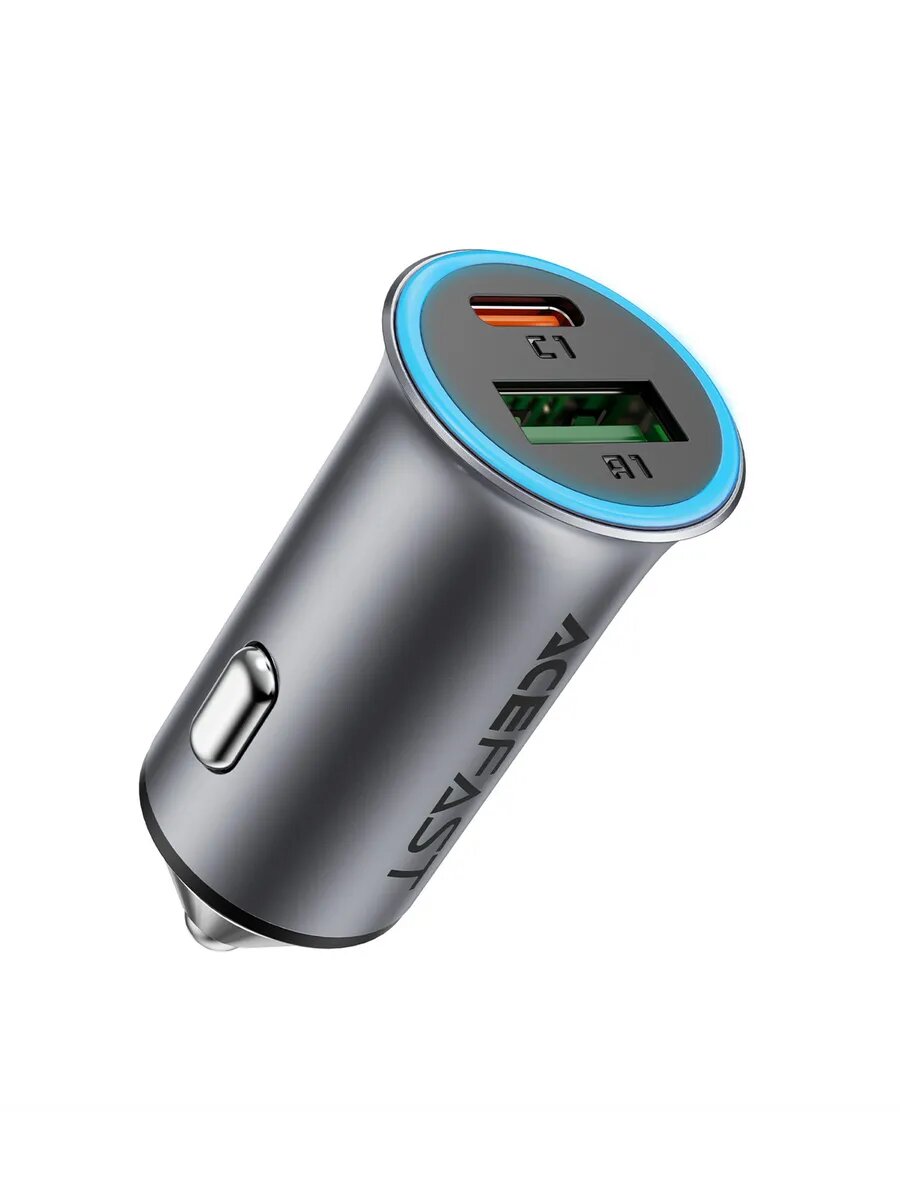 Автомобильное зарядное устройство ACEFAST B16 95W Type-C+USB (PD65W+QC3.0), черный / быстрая зарядка в прикуриватель