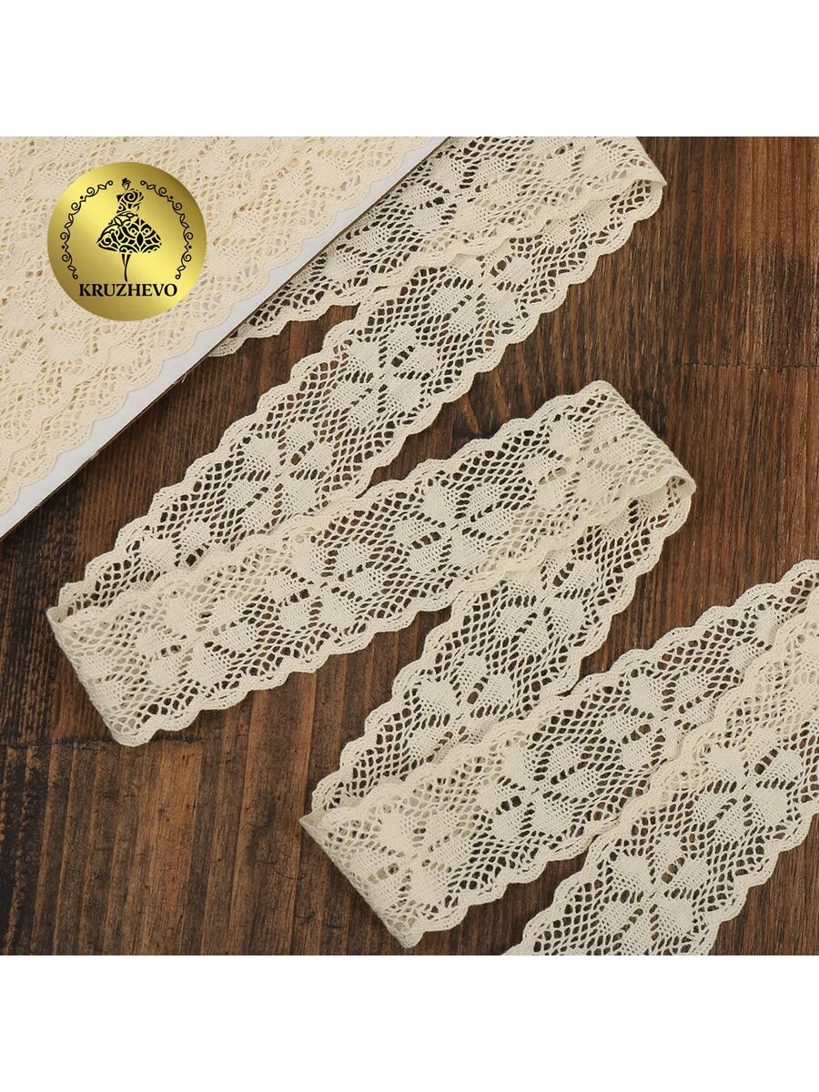 Кружево тесьма вязаная для шитья и рукоделия 35мм 10м