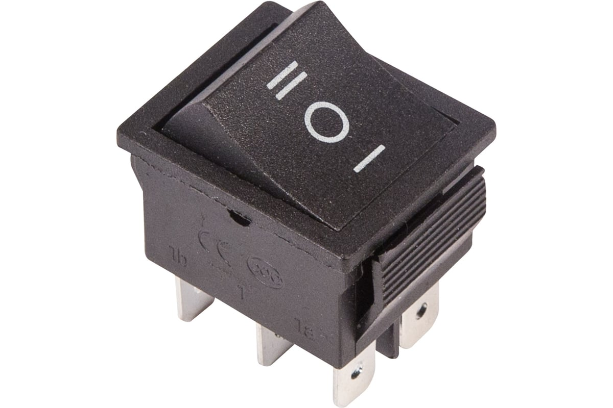 Выключатель клавишный Rexant ON-OFF-ON черный с нейтралью (250В 15А (6с)) (RWB-508, SC-767) {06-0308-B} (1 шт)