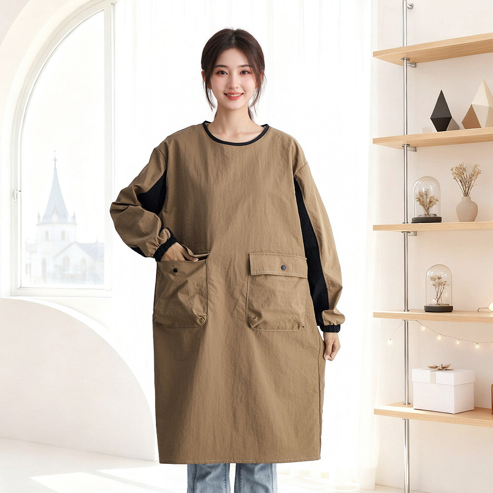 Новый длинный рукав, удлиненный назад, водонепроницаемый и устойчивый к пятнам халат, плюс размер, износостойкий фартук для парикмахерских и фабрик