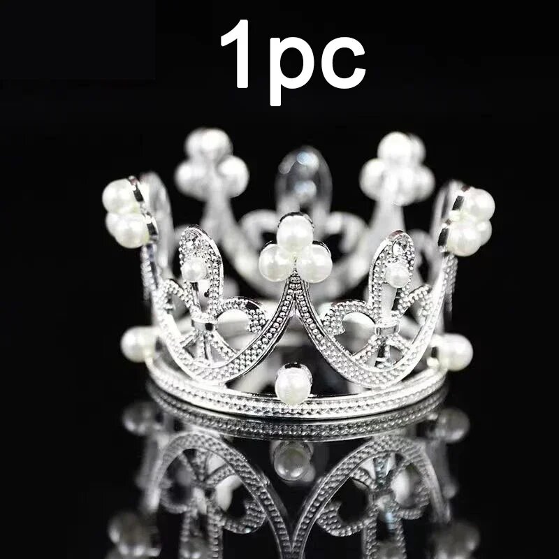 Корона для торта серебряная с жемчугом 1pc