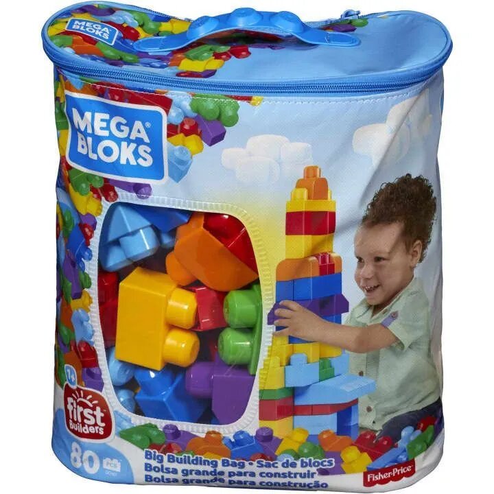 Mega Bloks First Builders 80-Block Bag Collection Big Building Bag строительный набор для малышей — фото 1