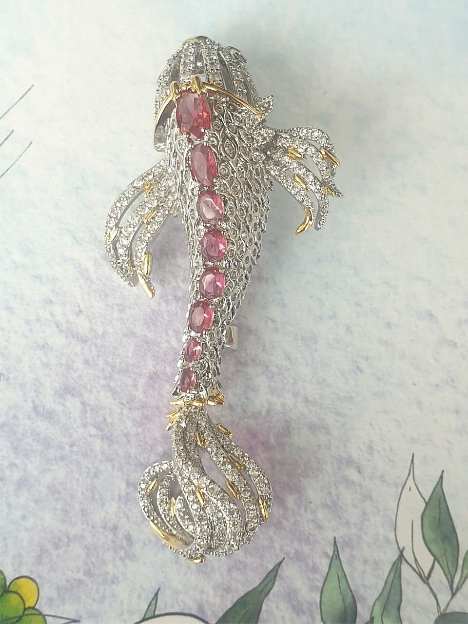 Брошь, фианит