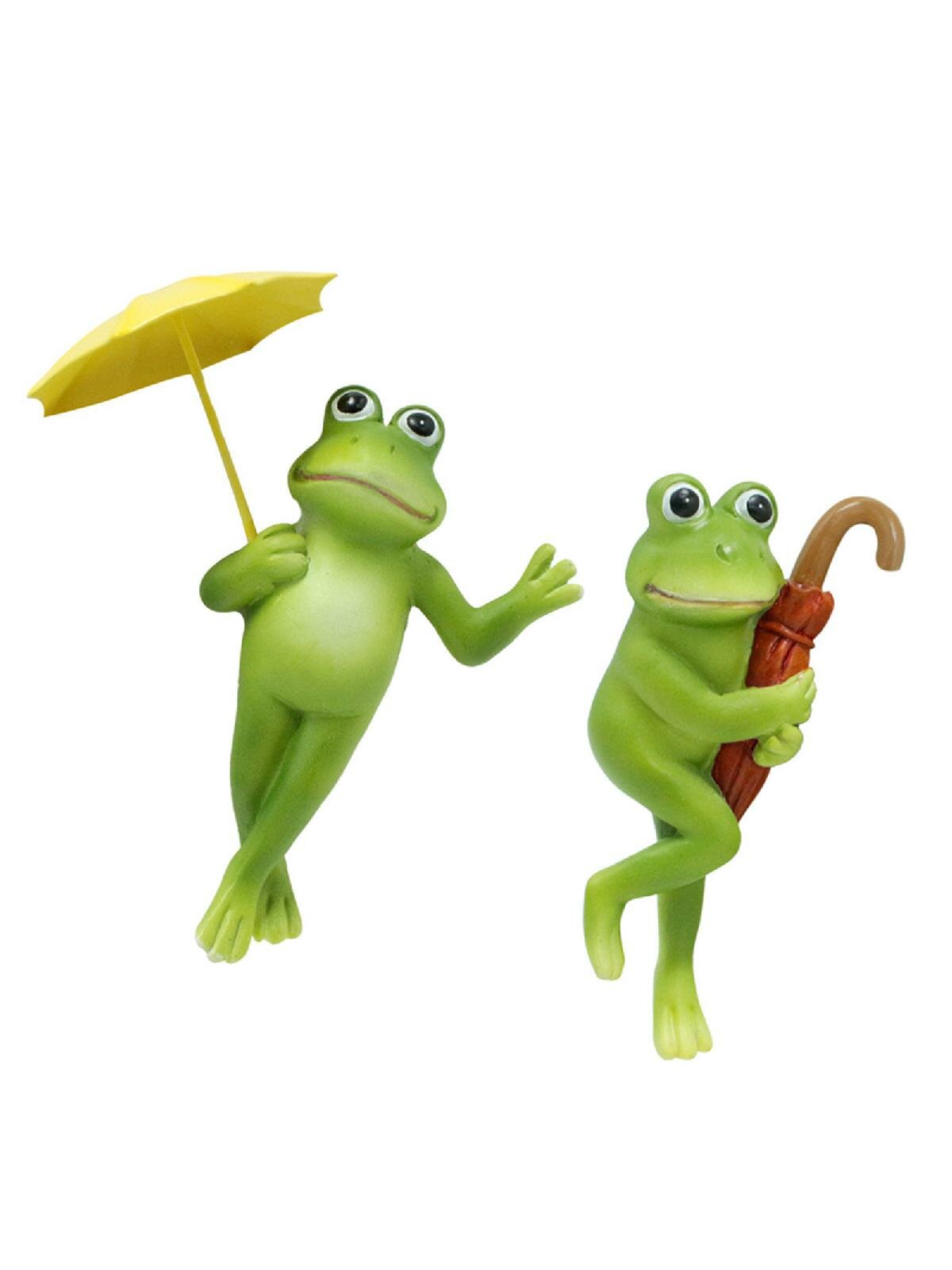 2шт Зонтик Лягушки Цветочный Горшок Кулон Наружное Украшение Дома Имитация Кулона