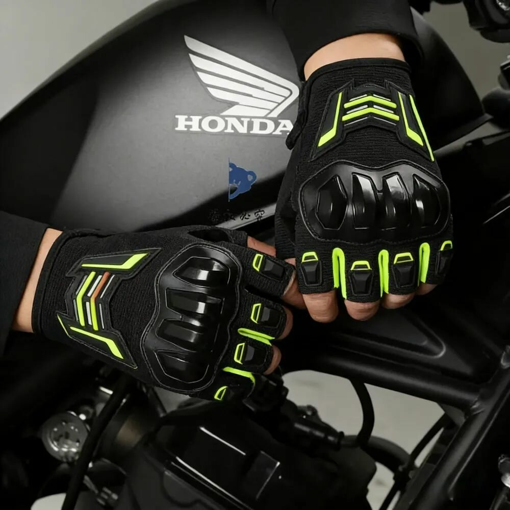 Мотоперчатки, размер: L, цвет: зеленый