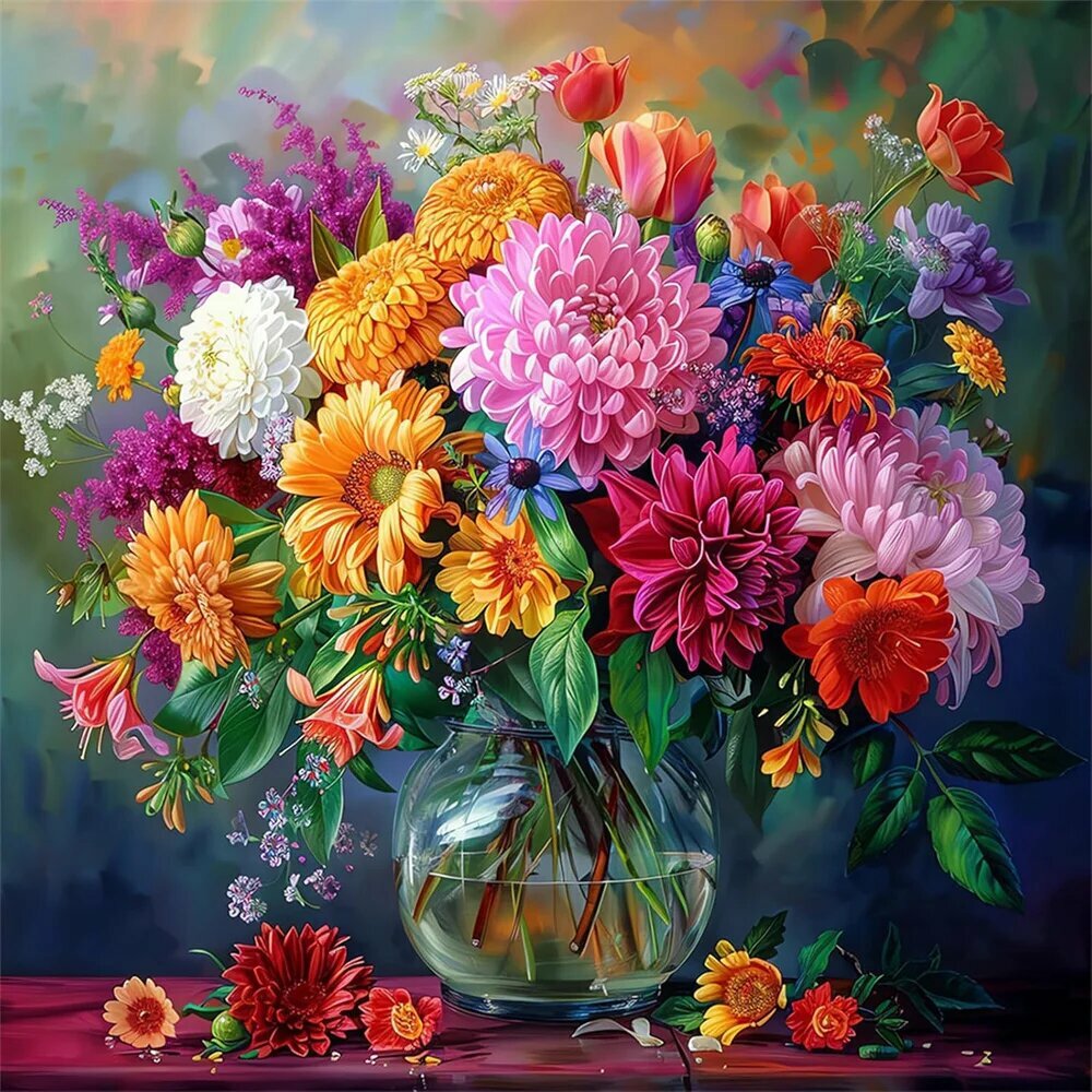 Набор для вышивки крестом EverShine цветочный узор 11CT 40x40cm