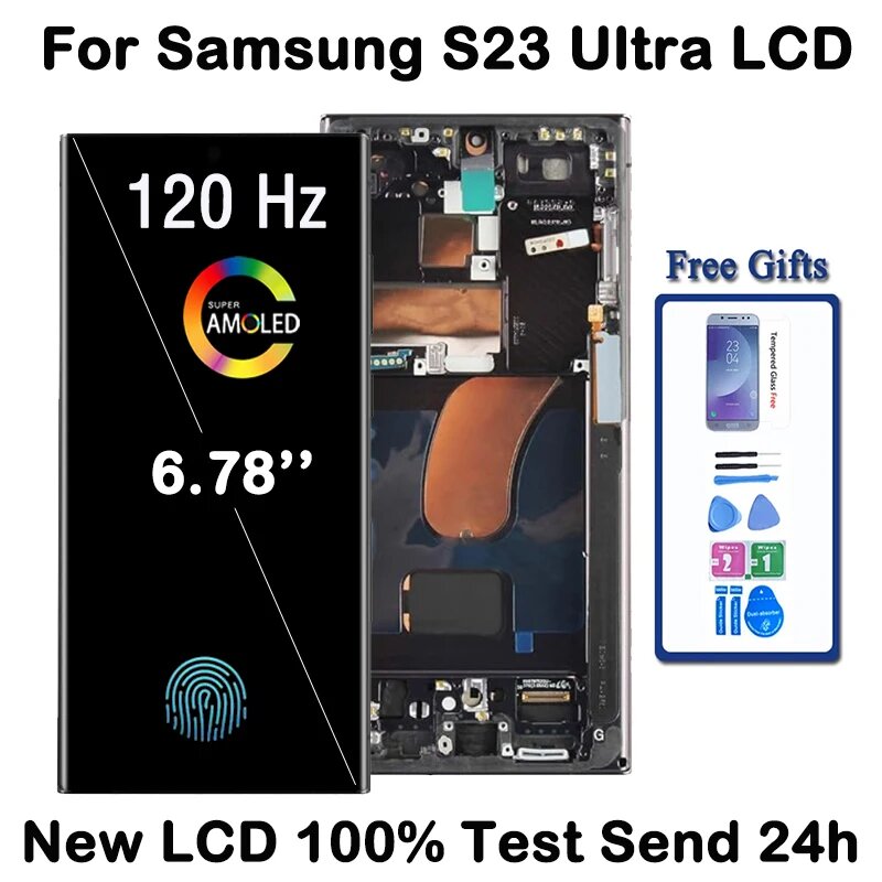 6,8-дюймовый AMOLED-дисплей для Samsung Galaxy S23 Ultra S918B S918B/DS, 6.78 EU Green Frame