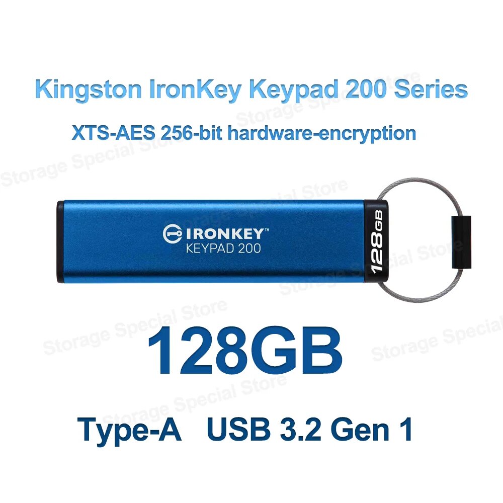 Kingston Ironkey Keypad 200 8ГБ зашифрованный флешка 128GB