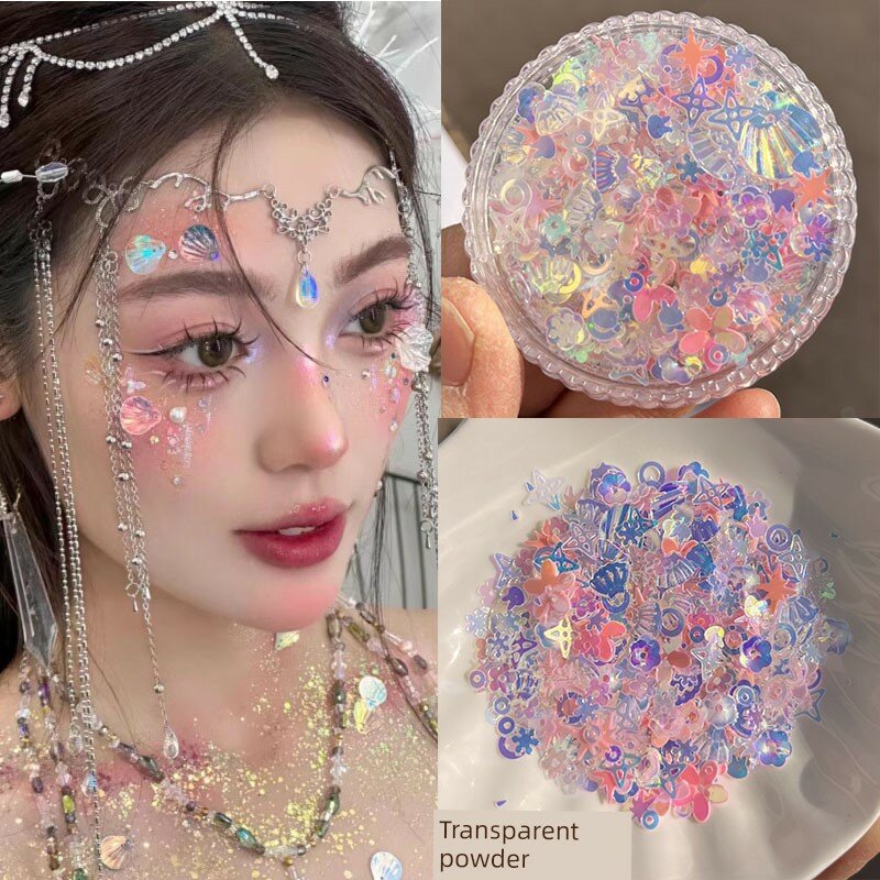 HyunA Розовая Круглая Коробка Рыбьи Чешуйки Лицевые Наклейки для Сценического Макияжа, Тема Рыбки, Сверкающие Наклейки