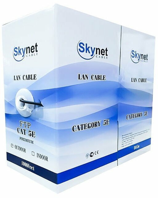 Кабель SkyNet Light CSL-FTP-4-CU FTP indoor 4x2x0, 46, медный, FLUKE TEST, категория 5e, одножильный, 305 м, серый