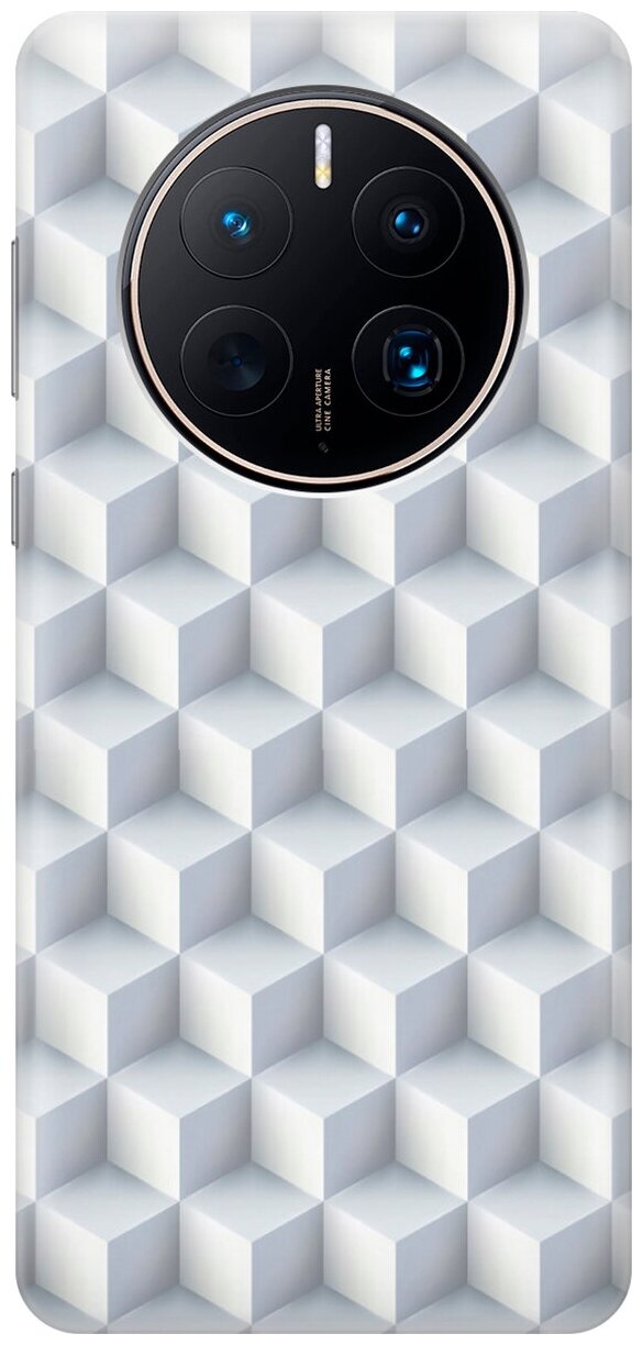 Силиконовый чехол Паттерн из белых кубов на Huawei Mate 50 Pro / Хуавей Мейт 50 Про с эффектом блика