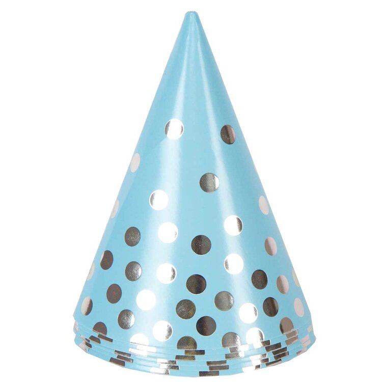 Колпак Горошек серебряный, бумажный, 6 штук