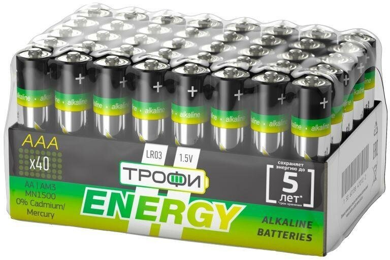 Элемент питания алкалиновый AAA/LR03-40 bulk Eco (уп.40шт) Трофи, трофи Б0027812 (40 шт.)
