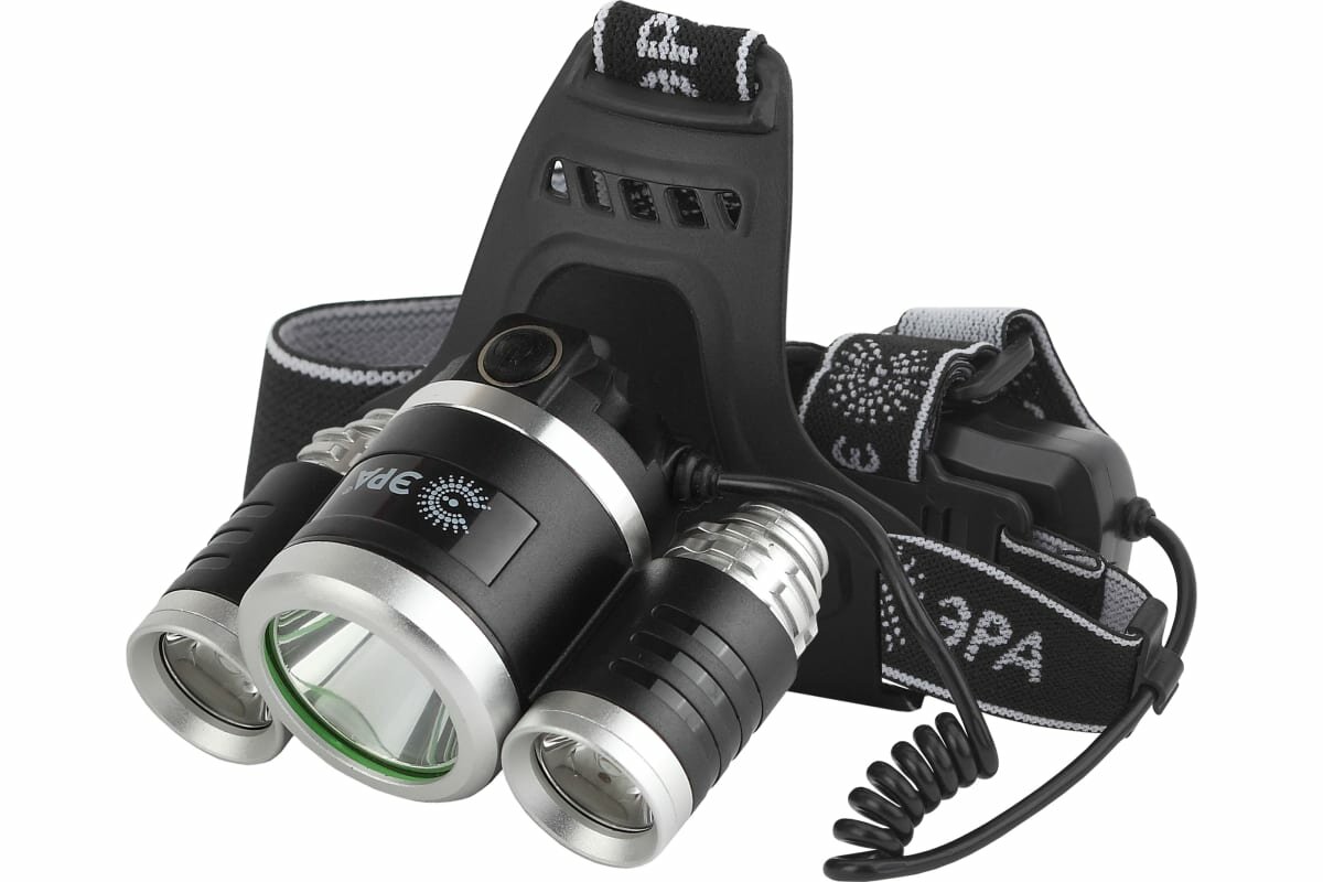 ЭРА GA-809 Налобный фонарь, аккумуляторный, алюминиевый, 3 режима, трехламповый High Power