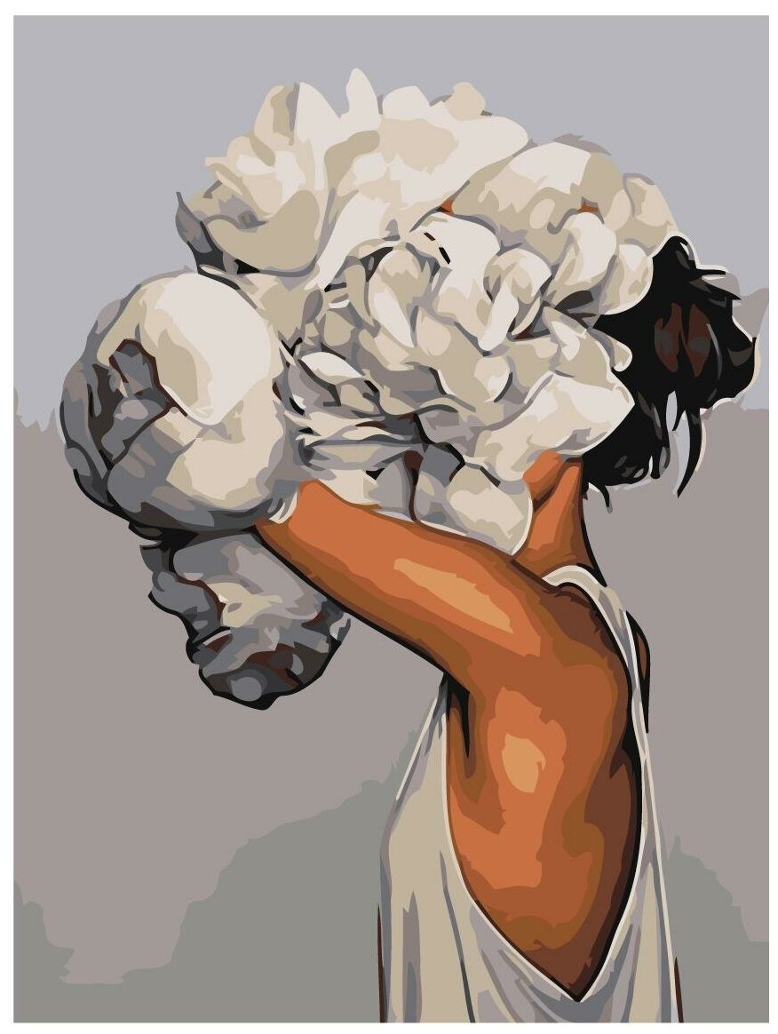 Девушка с цветком Раскраска картина по номерам на холсте