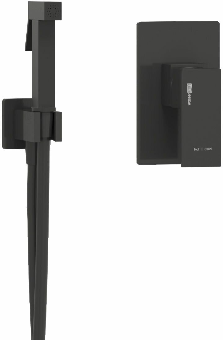 Встраиваемый комплект для биде со шлангом 120 см, черный, WasserKRAFT Abens A02041