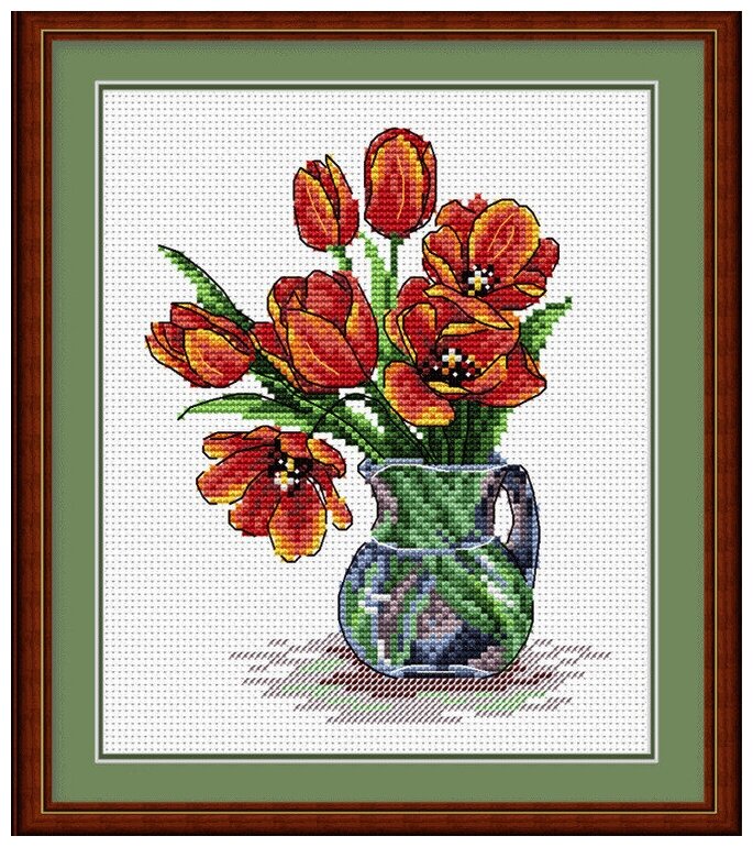 Набор для вышивания ЖАР-птицА "Весенние тюльпаны" 18x15 см