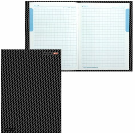 Блокнот большой формат А4 205х290 мм, 80 л, твердый переплет, выбор. лак, блок 5 цветов, клетка, HATBER, "Carbon Style" 80ББ4влВ1 14359, B197103