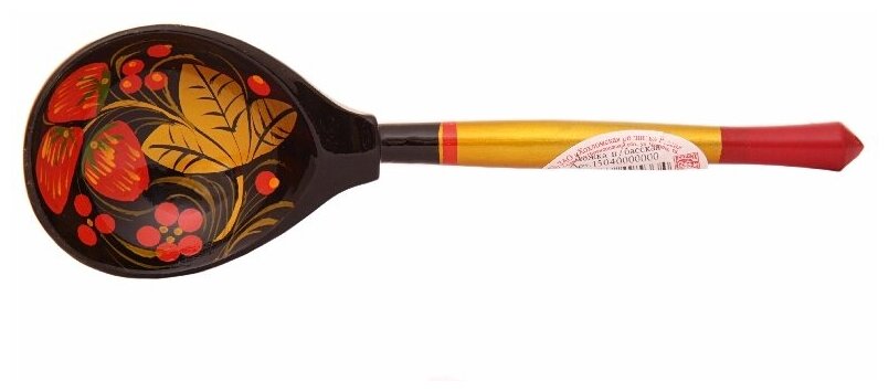 Столовая деревянная ложка с росписью Хохлома черный фон 19 см 2 штуки