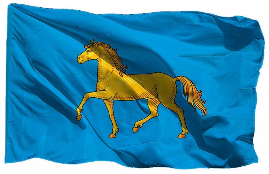 Флаг Минусинска на сетке, 90х135 см - для улицы, для флагштока