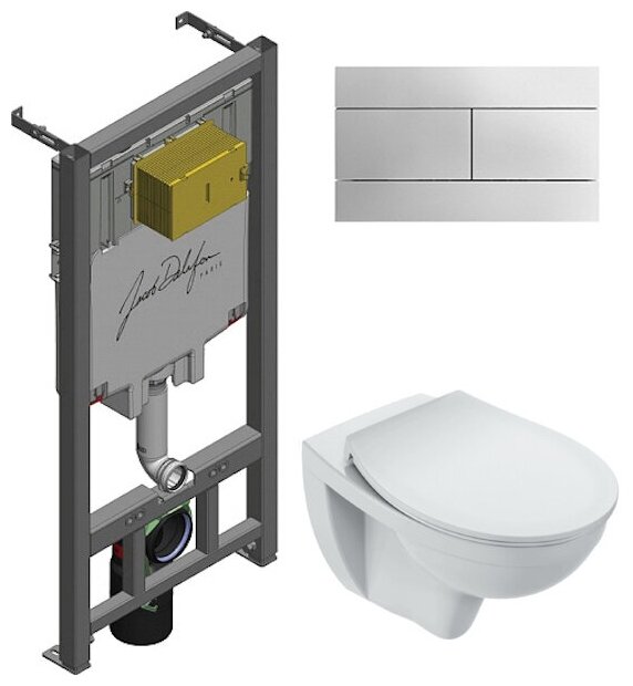 Унитаз безободковый с инсталляцией и кнопкой смыва Jacob Delafon Patio E21740RU-00