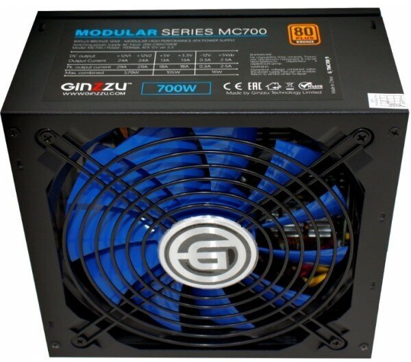 Блок питания Ginzzu MC700 700W 14CM 80 PLUS Bronze,