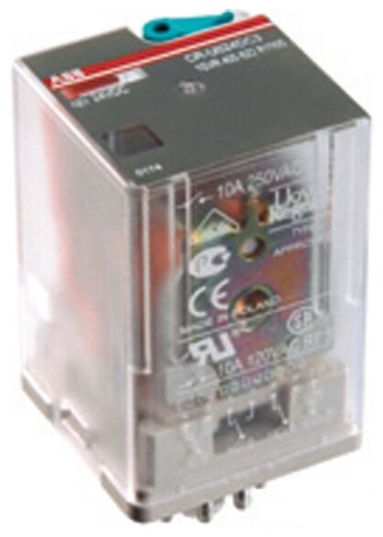 Реле универсальное ABB CR-U024DC2, 24V DC, 2 контакта, 12A, черный, пластик, для DIN-рейки