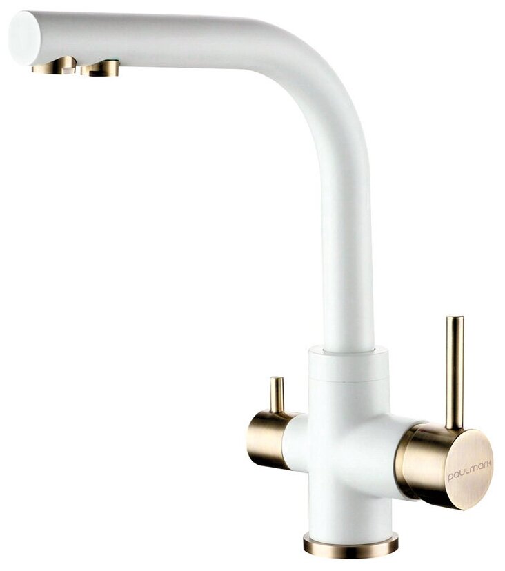 Смеситель Paulmark ESSEN Es213011-431BR белый матовый-бронза с подключением к фильтру