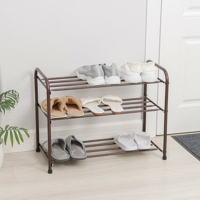 Подставка для обуви, 3 яруса, 65×32×48.5 см, цвет медный антик