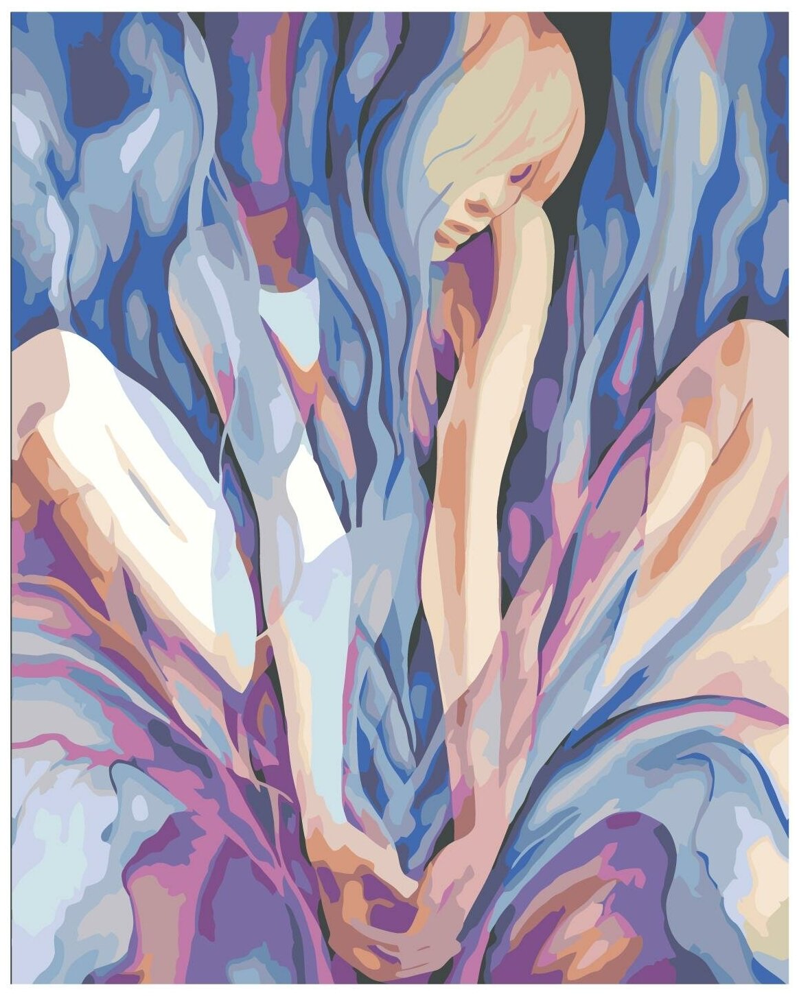 Обнаженная девушка в голубых оттенках Раскраска картина по номерам на холсте