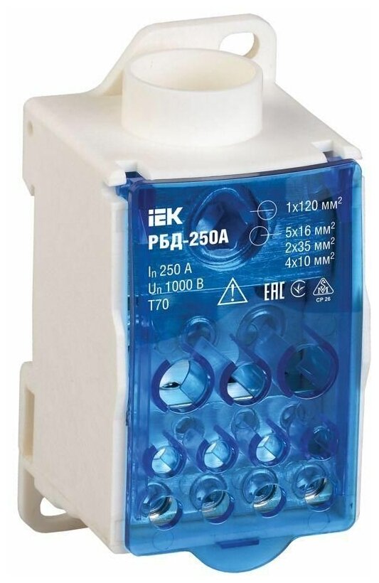 Блок распределительный на DIN-рейку РБД-250А IEK RBD-250