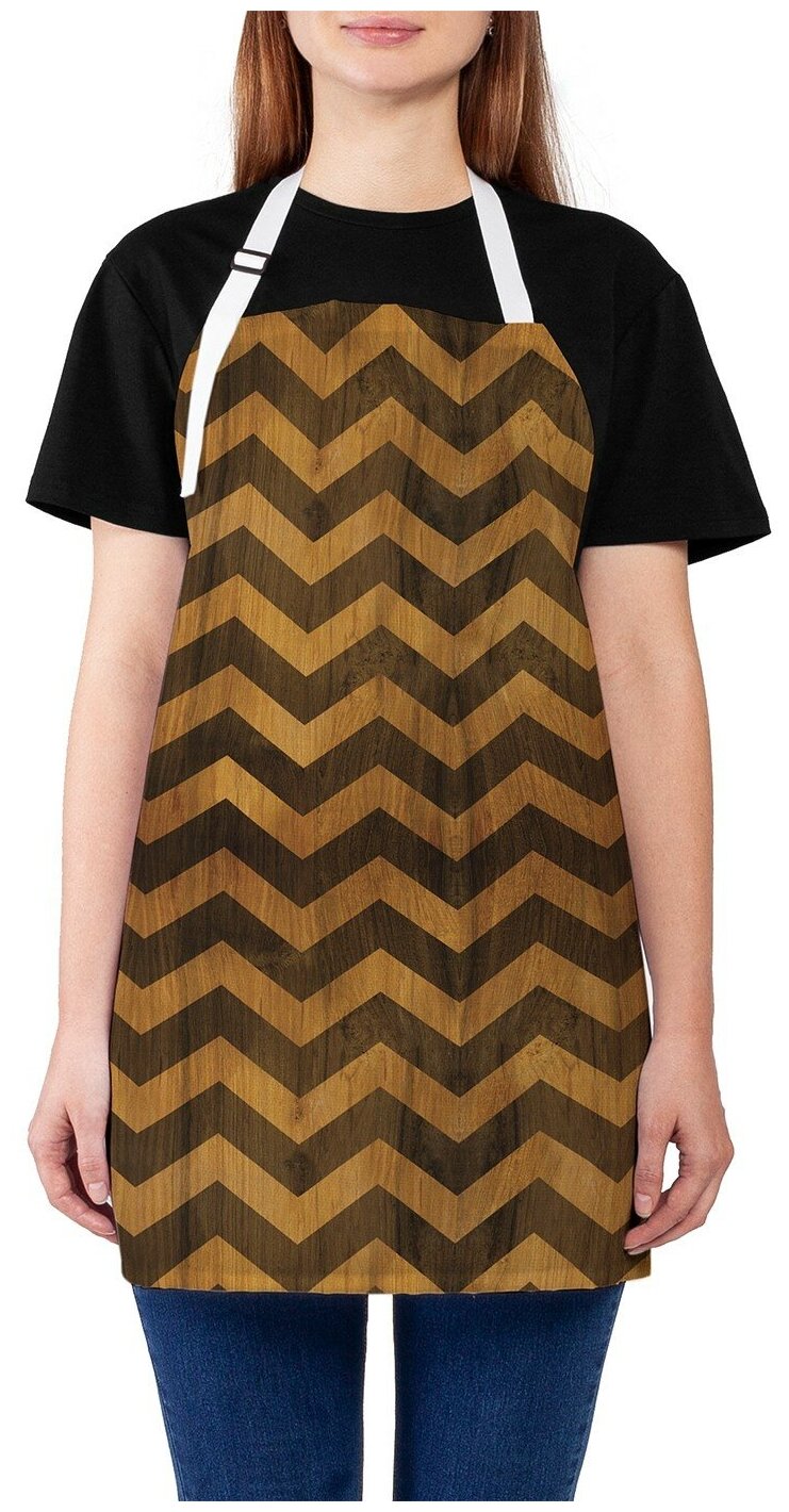 Фартук для кухни тканевый "Деревянные зигзаги" / водоотталкивающий, универсальный размер , JoyArty