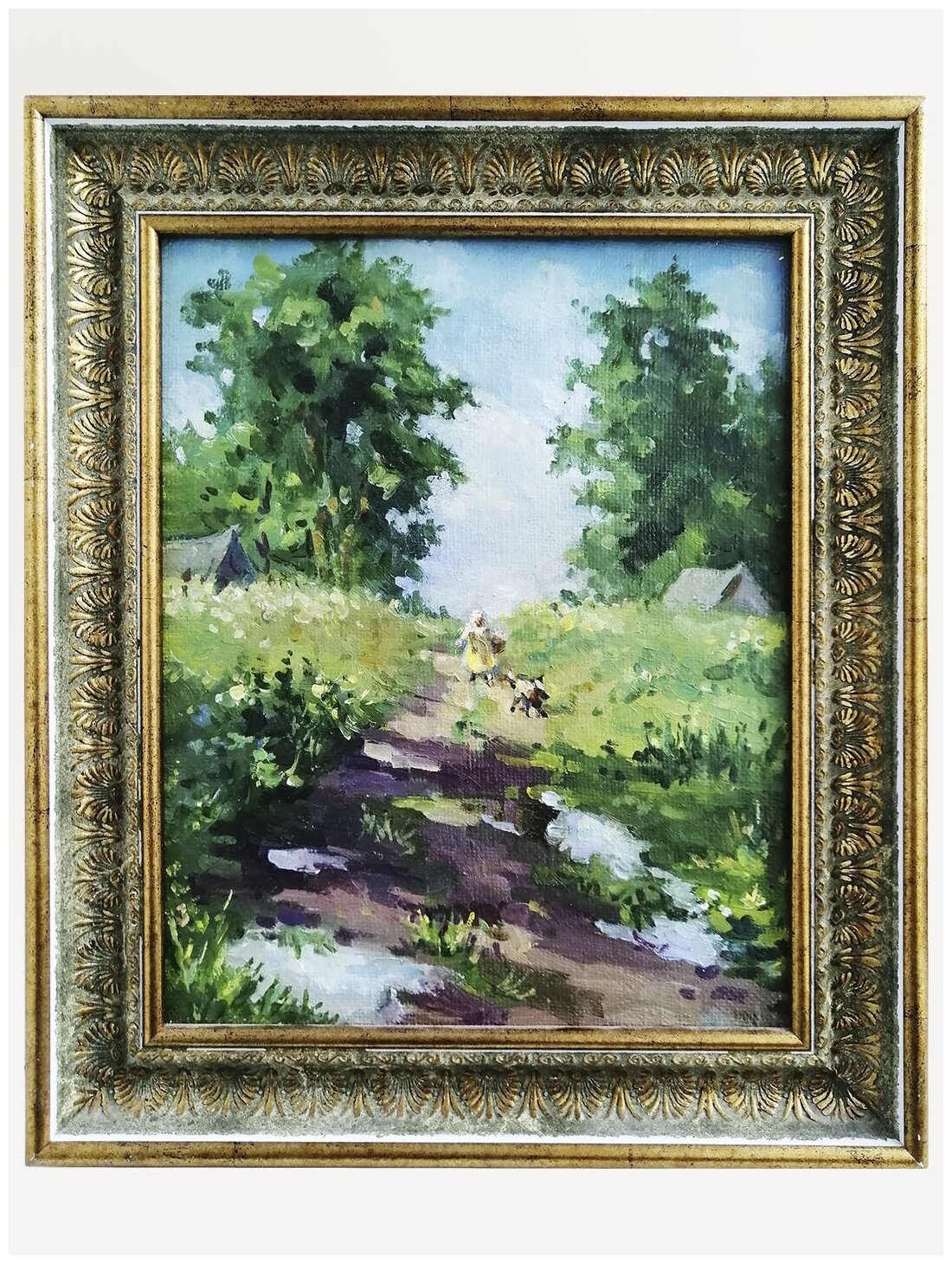 Сельский пейзаж “Гроза Прошла” 24*30 см холст, масло; в красивой раме. | Художник Д. Молостнова