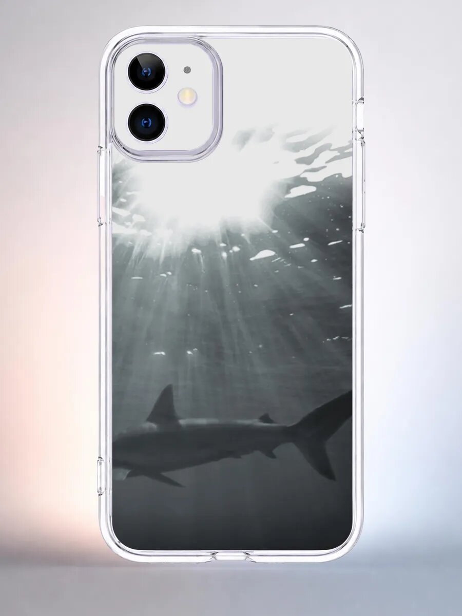 Чехол iPhone 11 акула в лучах силиконовый